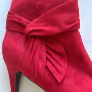 Anastasia | Shoes | Red High Heel Boots Faux Suede Size 8 About A 3 ...